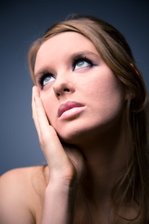 Thoughtful Woman Looking Up Stock Photo - Image of person, people: 6120374