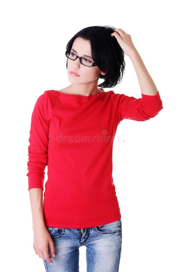 Thoughtful Woman with Problem Stock Image - Image of portrait, girl ...