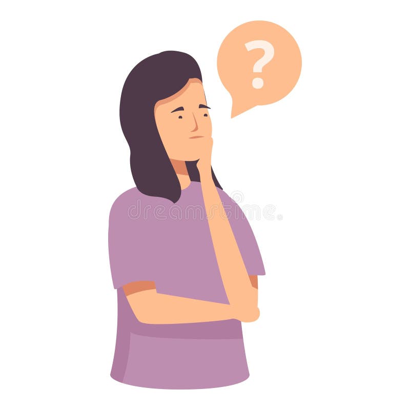 Thoughtful Woman with Question Mark Thought Bubble Stock Illustration ...