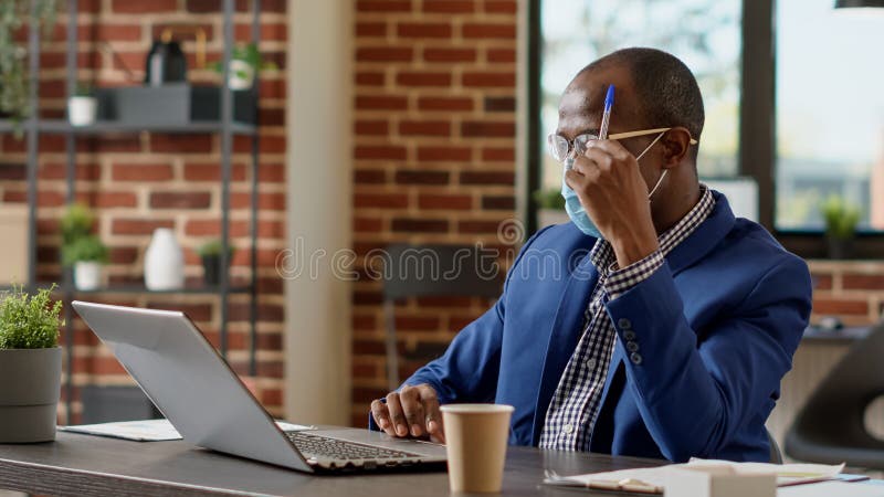 Thoughtful Worker Brainstorming Ideas To Create Project Stock Image ...