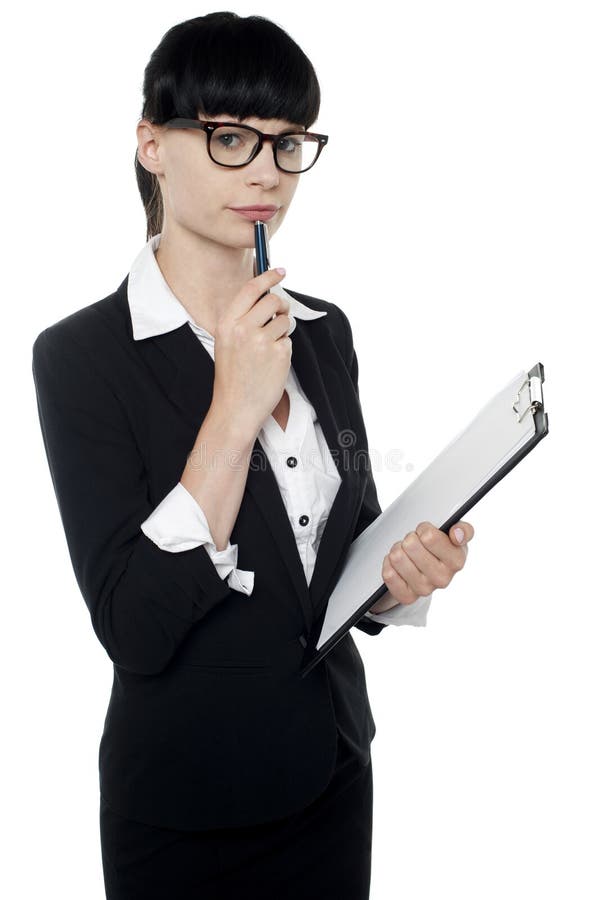 Thoughtful Young Business Professional Lady Stock Photo - Image of ...