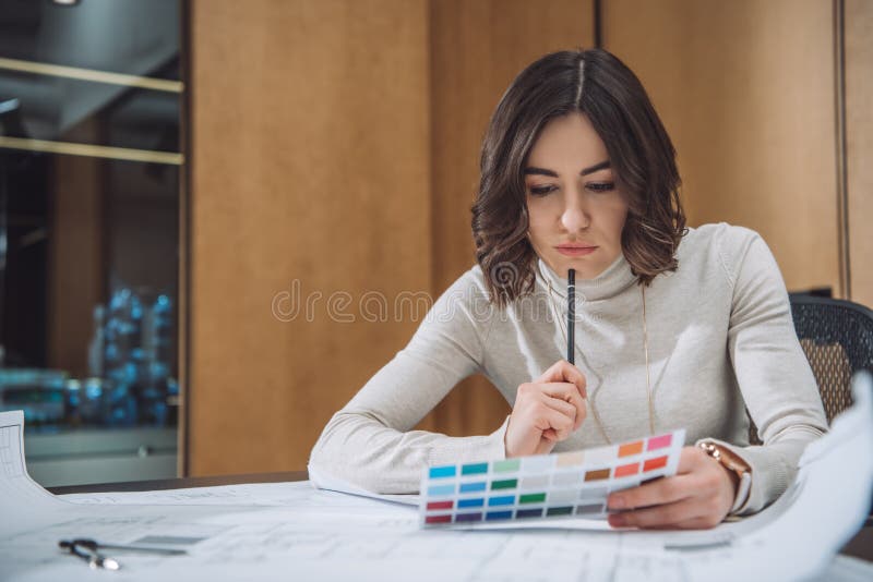 Thoughtful Young Designer Picking Color Stock Photo - Image of colors ...