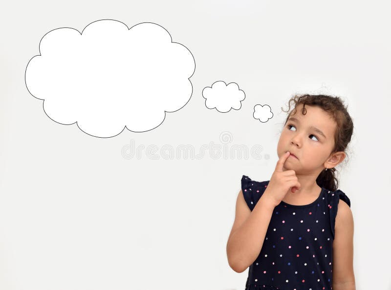 Thoughtful Young Girl with an Empty Thought Bubble Stock Image - Image ...