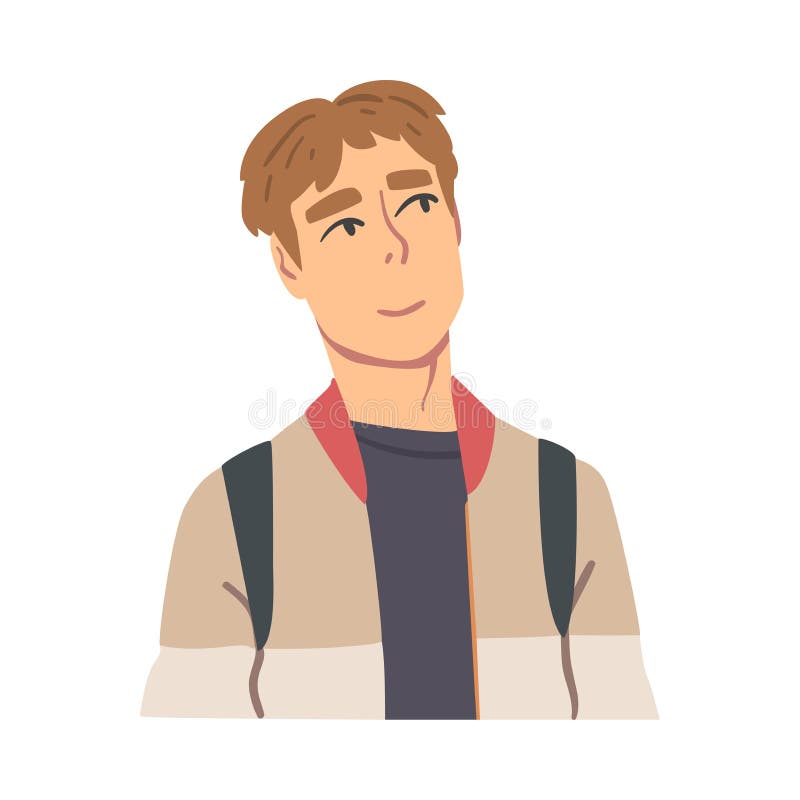 Thoughtful Young Man Looking Up Cartoon Vector Illustration Stock ...