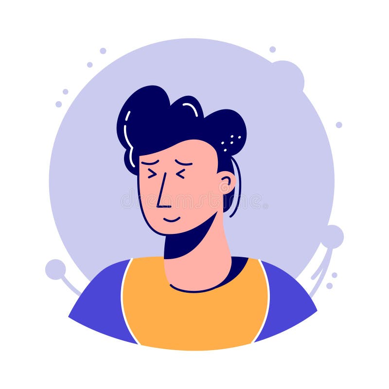 Thoughtful Young Man Portrait in Flat Design Stock Vector ...