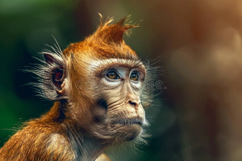 Thoughtful Young Monkey in a Natural Setting Stock Illustration ...