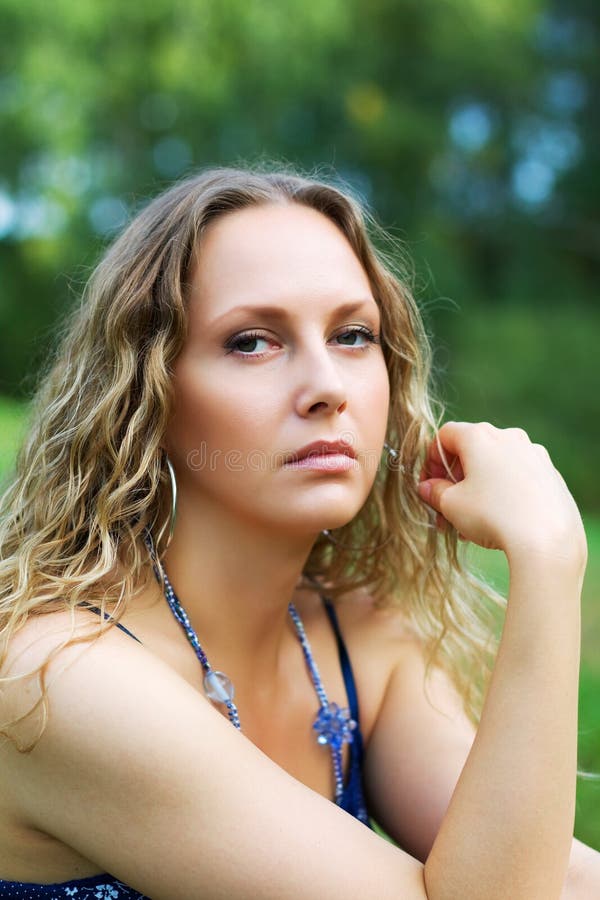 Portrait of Sad Beautiful Woman Outdoor Stock Photo - Image of dreaming ...