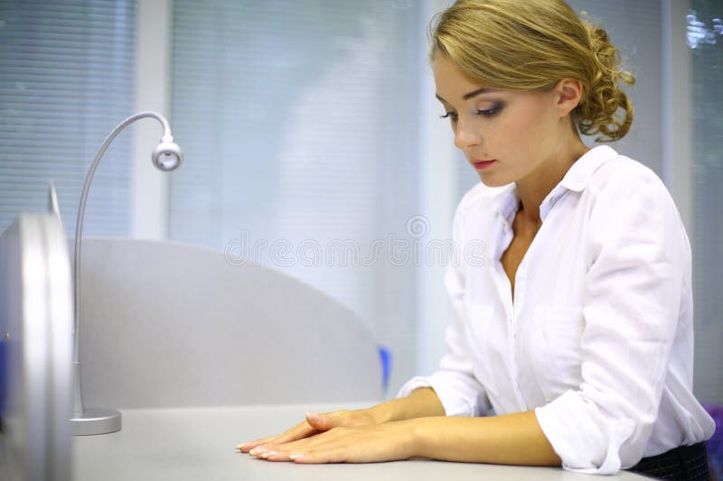 Thoughtful Young Woman Sitting at an Empty Stock Photo - Image of lady ...