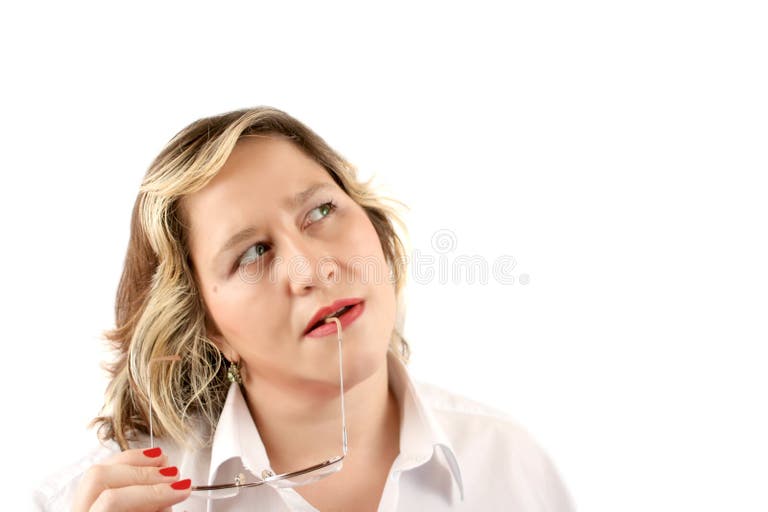 Thoughtfull woman stock photo. Image of remembering, businesswoman ...