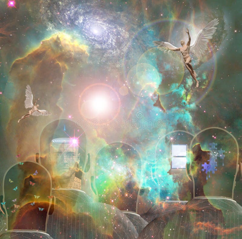 Thoughts and Angels stock illustration. Illustration of human - 151966533