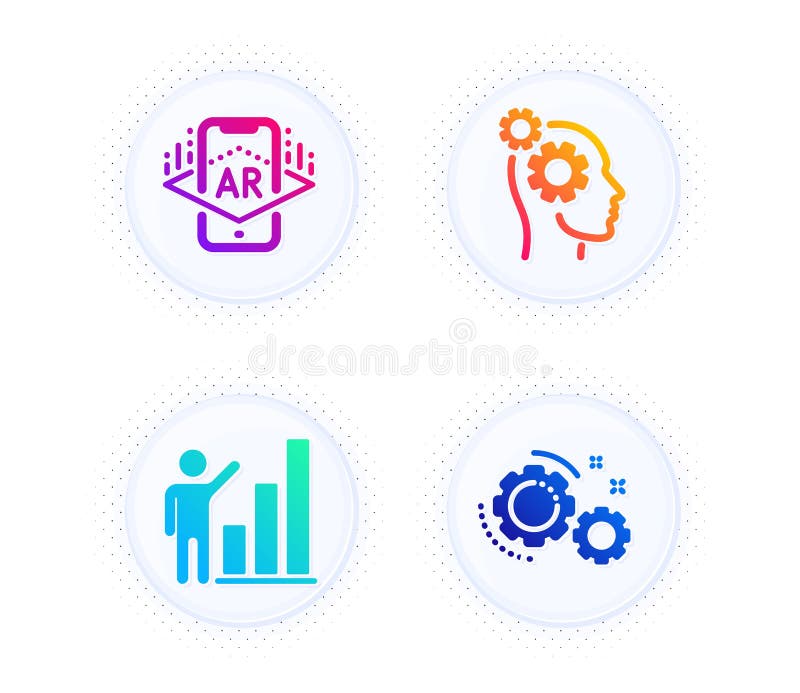 Thoughts, Augmented Reality and Graph Chart Icons Set. Gears Sign ...