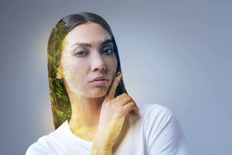 Pleasant Positive Woman Inspiring with Nature Stock Image - Image of ...