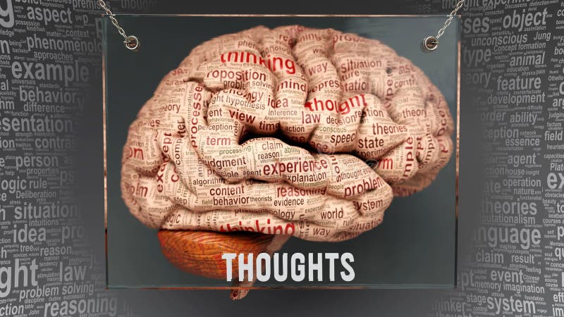 Thoughts in human brain stock illustration. Illustration of thoughts ...