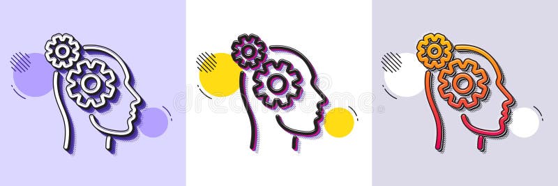 Thoughts Line Icon. Teamwork Sign. Core Value. Halftone Dotted Pattern ...