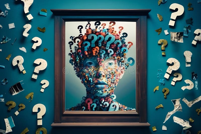 Thoughts in the Mirror, an Abstract Mirror Reflecting a Face Made of ...