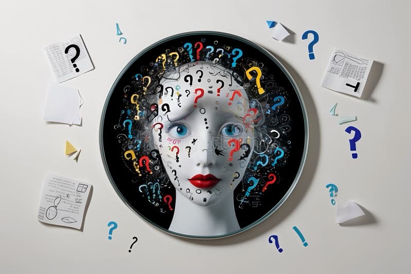 Thoughts in the Mirror, an Abstract Mirror Reflecting a Face Made of ...