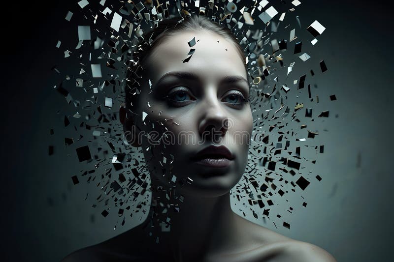 Thoughts in the Mirror, an Abstract Mirror Reflecting a Face Made of ...