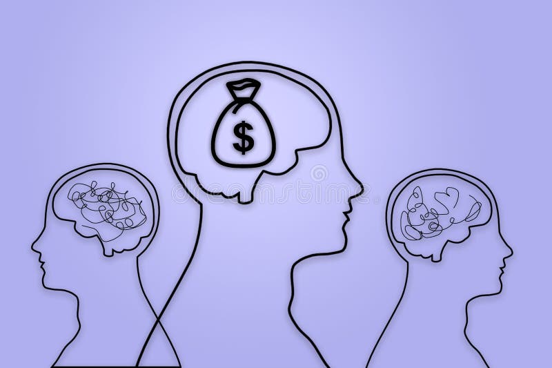 Thoughts about Money. the Silhouettes of a Mans with a Brain in Which ...