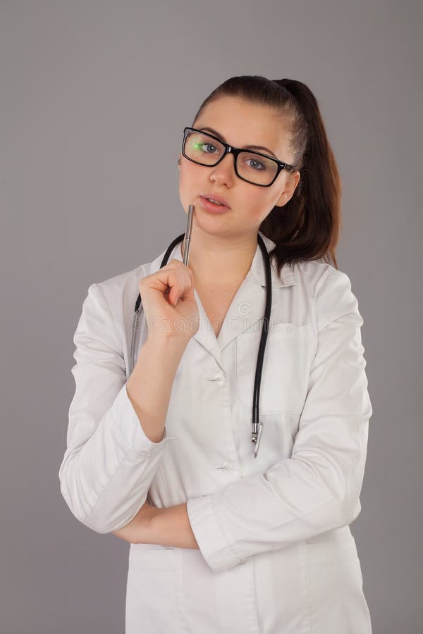 Thinking Nurse stock photo. Image of girls, notes, think - 3939040