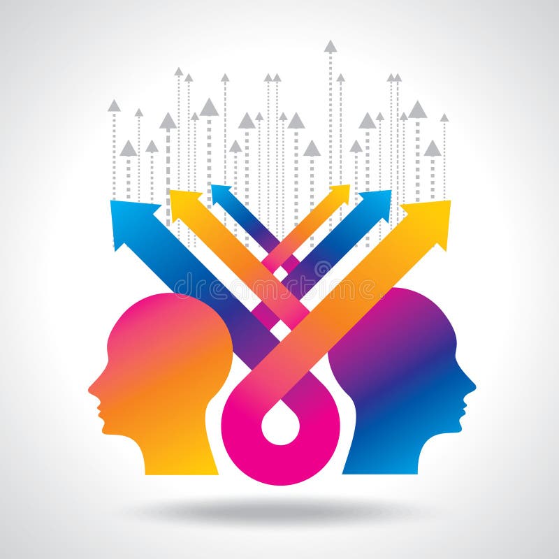 Thoughts and Options. Vector Illustration of Head with Arrows Stock ...