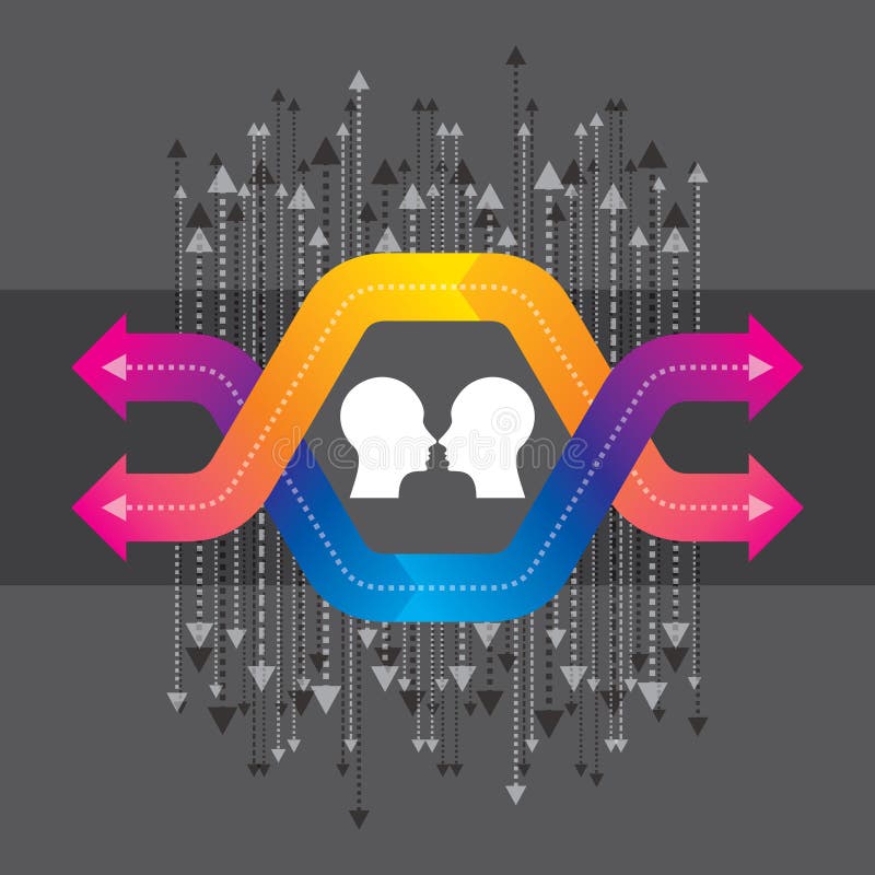 Thoughts and Options. Vector Illustration of Head with Arrows Stock ...