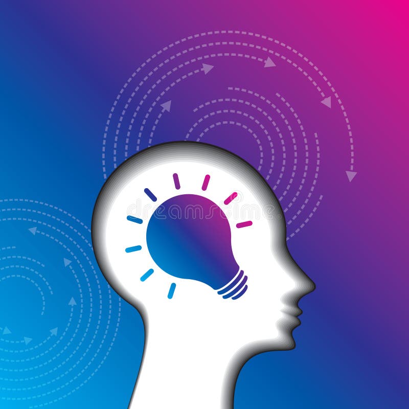 Thoughts and Options. Vector Illustration of Head with Arrows Stock ...