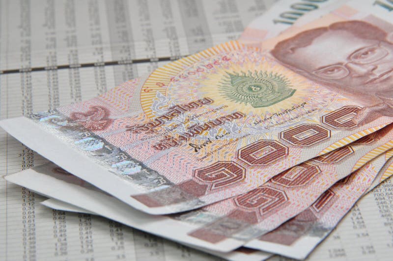 Thousand Baht Notes on Stock Quotes Stock Photo - Image of thai ...