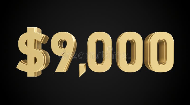 9 Thousand Dollars 3D Gold, 3D Numbers Stock Illustration ...