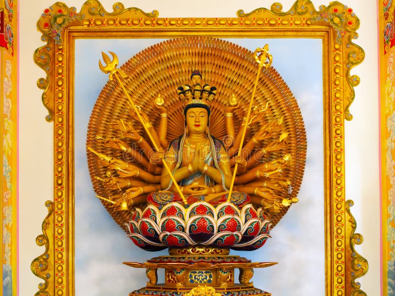 Thousand Hands Of God Image Make Of Wood Carving Stock Image - Image of ...