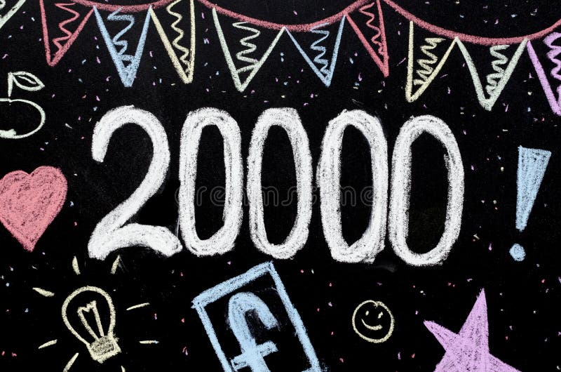 20 Thousands Chalk Drawing on Blackboard Stock Image - Image of child ...