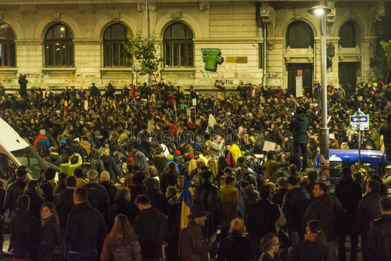 Thousands Protesters in Bucharest Editorial Photography - Image of ...