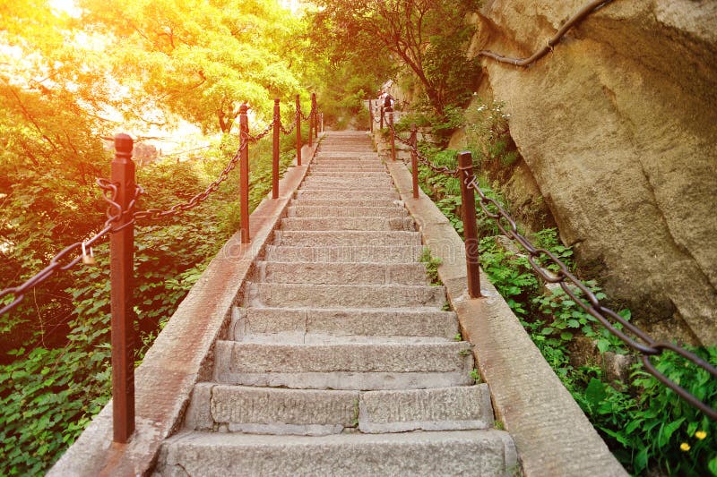 Thousands Steps at Huashan Mountain Stock Image - Image of foot ...