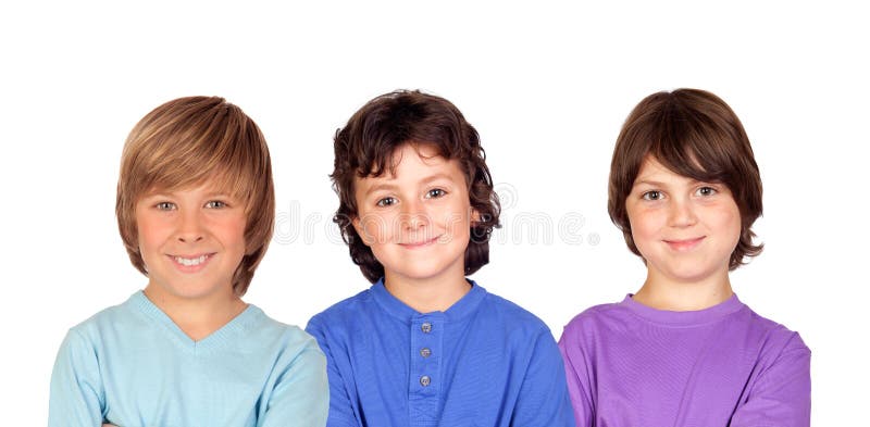Thre Kids Looking at Camera Stock Image - Image of schoolboy, childhood ...
