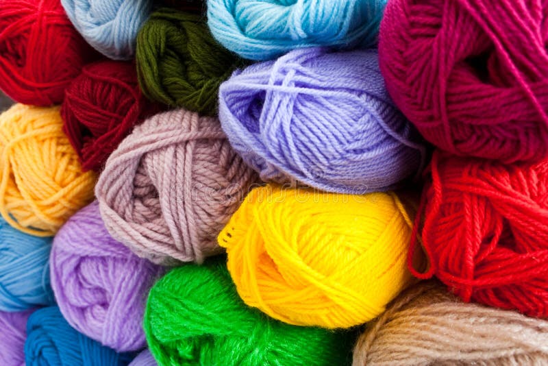 Balls of Wool Yarn and Knitting Needles Stock Image - Image of material ...