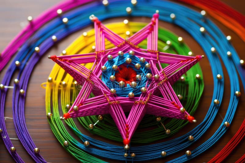 Thread and Bead Star of David Craft in Bright Colors Stock Photo ...