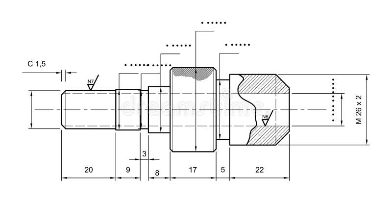 THREAD BOLT DRAWING DESIGN CAD VECTOR Stock Vector - Illustration of ...