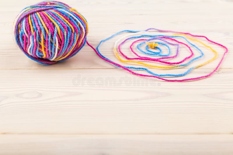 Thread and Bundle on Wooden Table Stock Photo - Image of pattern, color ...