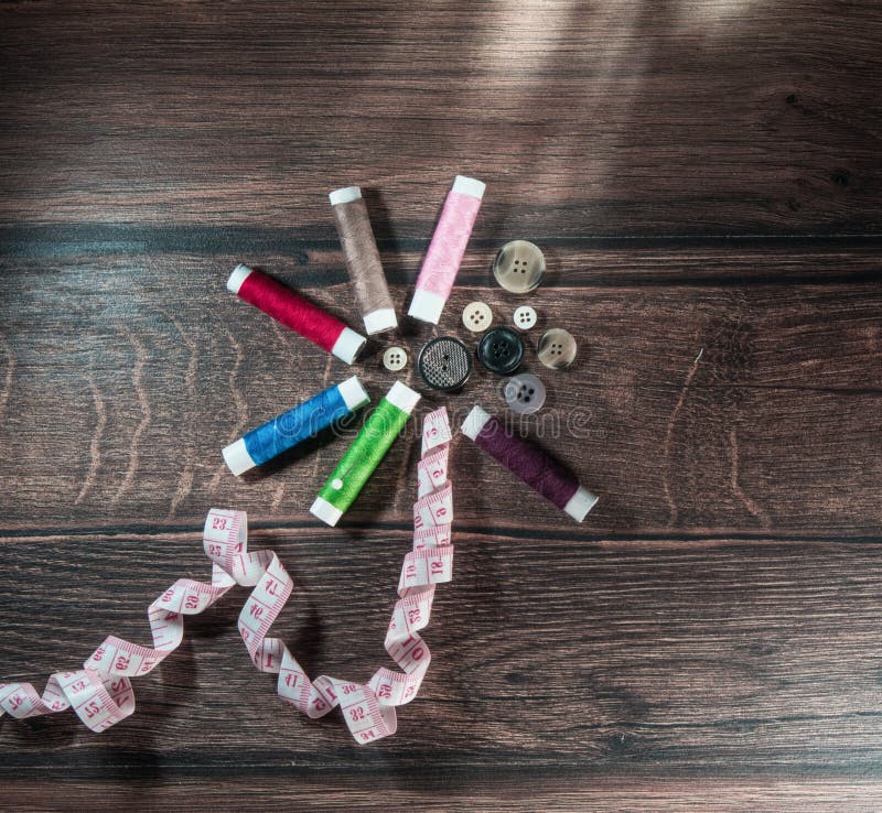 Thread and Buttons, Tools for Tailor Stock Image - Image of measure ...