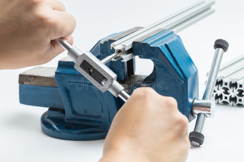 Thread Cutting with a Vise and Taps Stock Photo - Image of aluminum ...