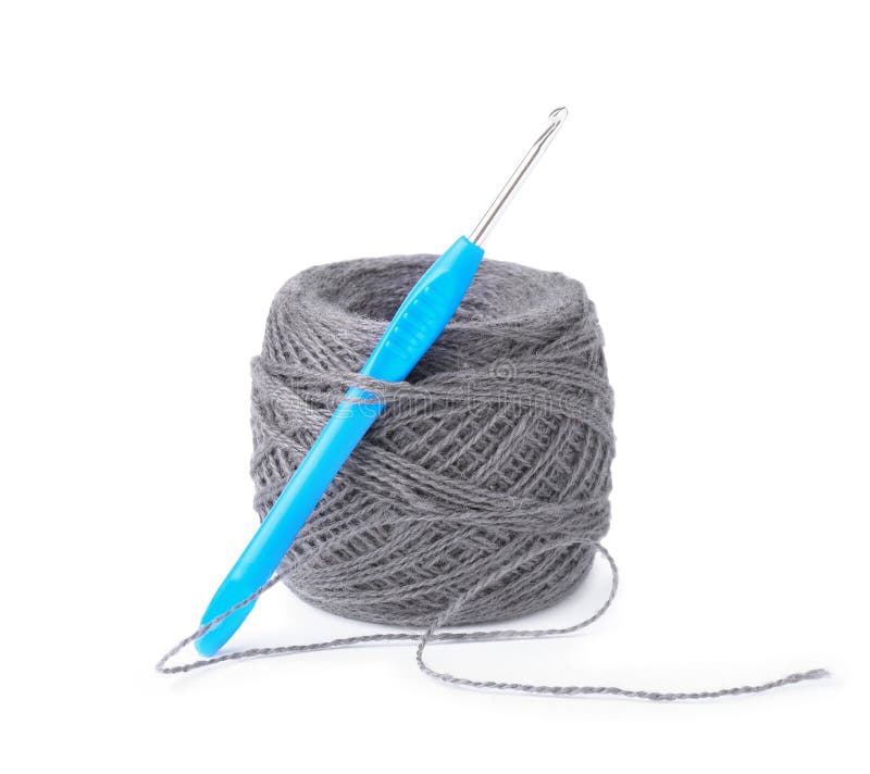 Thread Gray Yarn Crochet Hook Isolated White Stock Photos - Free ...