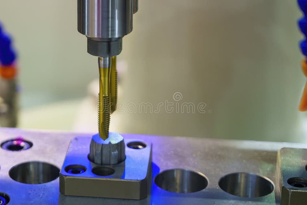The Tapping Process on CNC Milling Machine Stock Photo - Image of ...