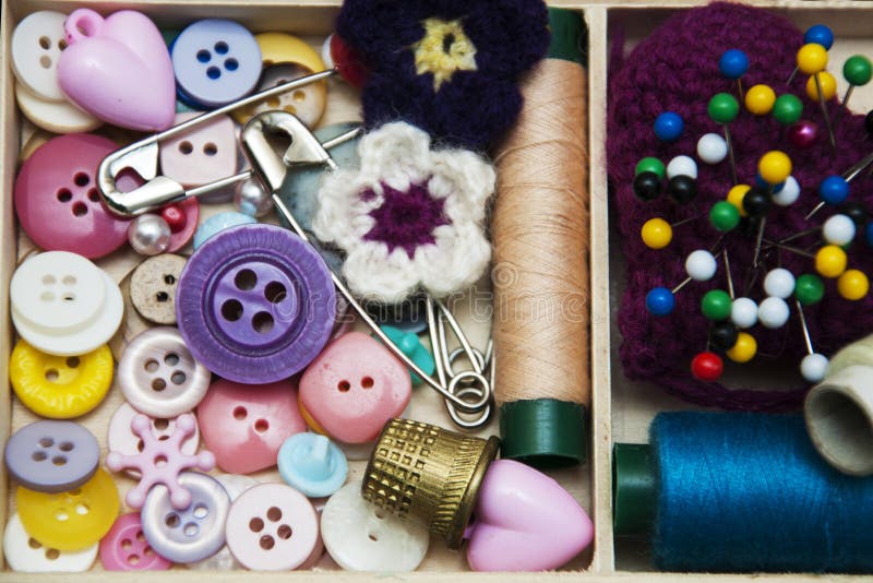 Thread and Material for Handicraft Stock Image - Image of multicolored ...