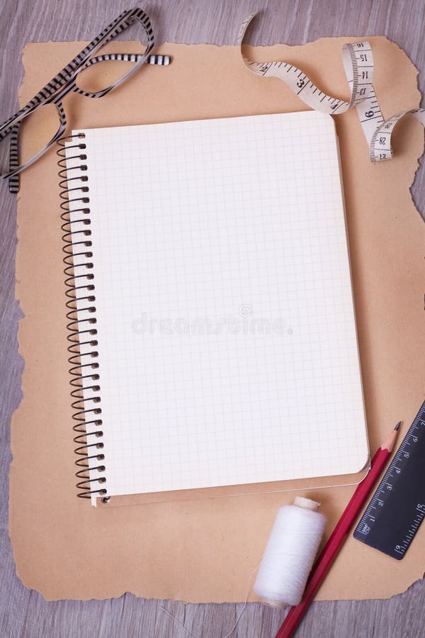 Thread, Measuring Tape and Office Supplies Stock Photo - Image of ...