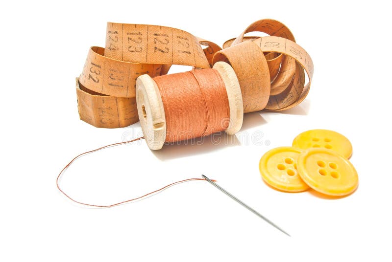 Thread, meter and buttons stock photo. Image of item - 51154946