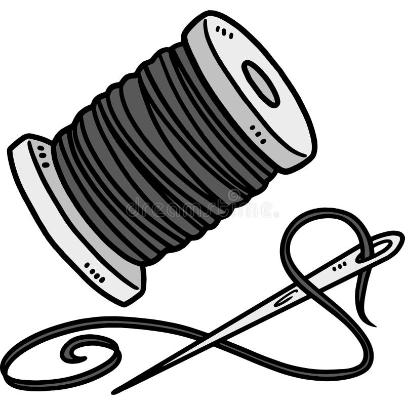 Thread and Needle Cartoon Colored Clipart Stock Vector - Illustration ...