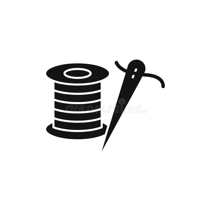 Thread Needle Icon Symbol on White Background Stock Illustration ...
