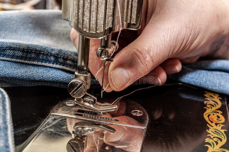 Thread a Needle in Sewing Machine Stock Photo - Image of domestic ...