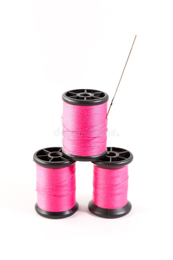 Spool of Pink Thread and Needle Stock Image - Image of handmade, string ...