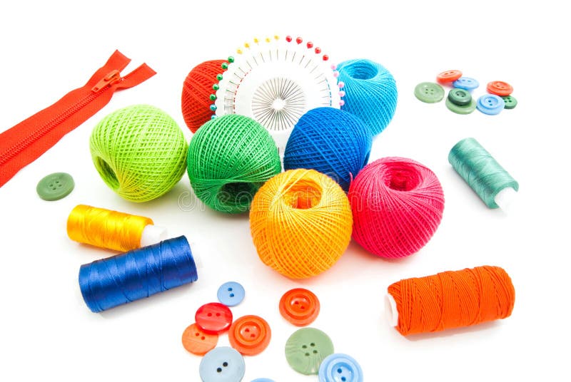 Thread, Pins, Zipper and Buttons Stock Image - Image of locker, needle ...