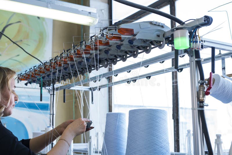 Thread Rewinding Machine Shot Stock Photo - Image of knitted, service ...
